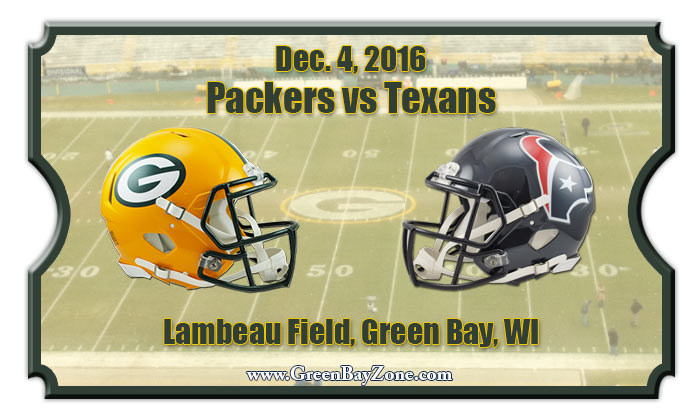 Green Bay Packers vs Houston Texans Football Tickets | Dec. 4, 2016 Green Bay Packers vs Houston Texans Football Tickets | Dec. 4, 2016